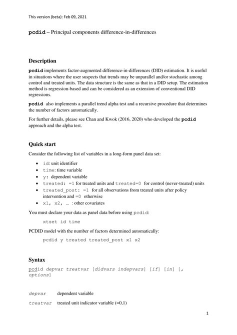 Pdf Pcdid Stata Module To Perform Principal Components Difference In Differences