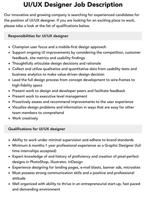 UI UX Designer Job Description Velvet Jobs