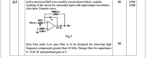 Q5 A For Precision Half Wave Rectifier Circuit Shown Below Explain