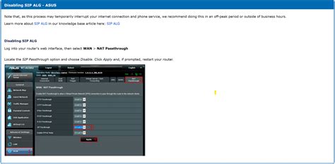 disabling sip alg asus teltel
