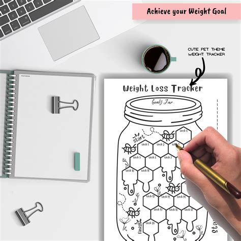 20 Weeks Weight Loss Tracker Printable Weight Loss Chart Motivational Weight Loss Journal