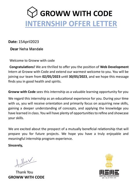 Neha Mandale On Linkedin Internship Groithcode Development