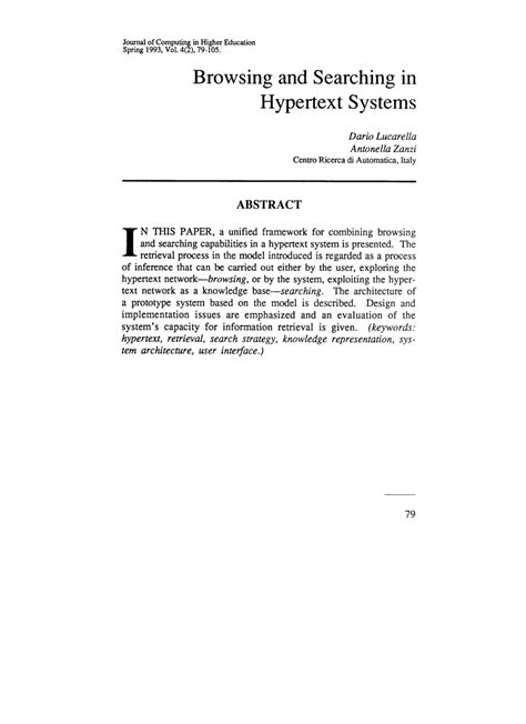 Pdf Browsing And Searching In Hypertext Systems