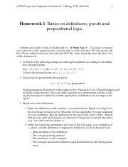 HW Pdf CS Logic For Computer Scientists By Y Zhang TTU Fall Homework Basics On