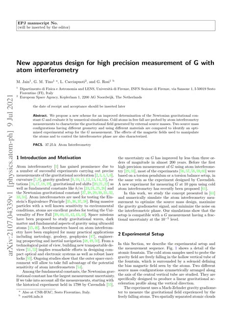 Pdf New Apparatus Design For High Precision Measurement Ofg With Atom Interferometry