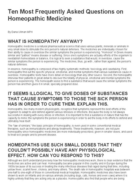 Ten Most Frequently Asked Questions On Homeopathic Medicine Pdf