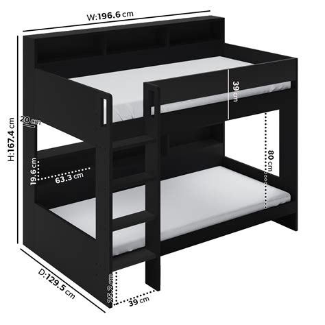 Black Bunk Bed With Storage Shelves Aire Furniture123