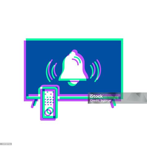 벨이 울리는 Tv 알림 흰색 배경에 두 가지 색상이 오버레이된 아이콘 3차원 형태에 대한 스톡 벡터 아트 및 기타 이미지 3차원 형태 Tv 보기 개념 Istock