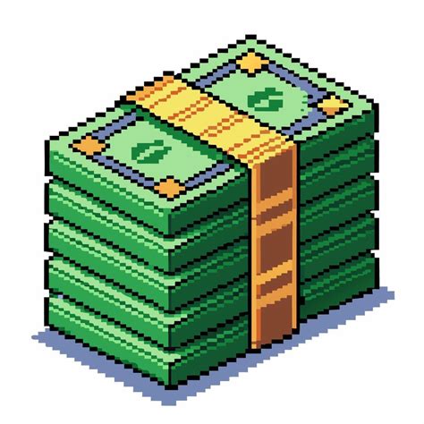 Pixel Art Stack Of Cash Retro Game Style Money Illustration 60747325