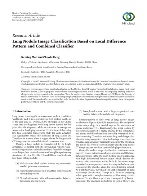 Pdf Lung Nodule Image Classification Based On Local Difference
