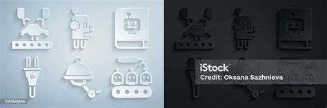 설정 웨이터 로봇 사용자 매뉴얼 전기 플러그 로봇의 산업 생산 로봇 및 로봇 팔 공장 아이콘 벡터 3차원 형태에 대한 스톡 벡터 아트 및 기타 이미지 Istock