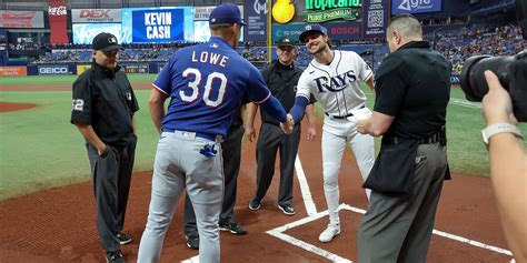 Brothers Josh Lowe And Nathaniel Lowe Face Each Other