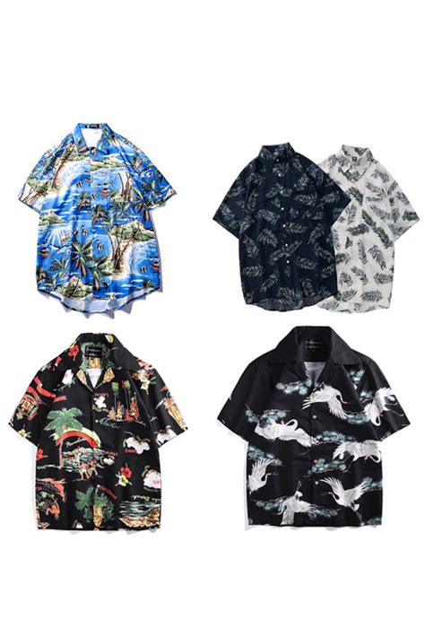 핑크코코넛 트로피컬 커플 하와이안셔츠 야자수여름알로하 바캉스 오픈카라반팔남방코튼 모음 위시버킷