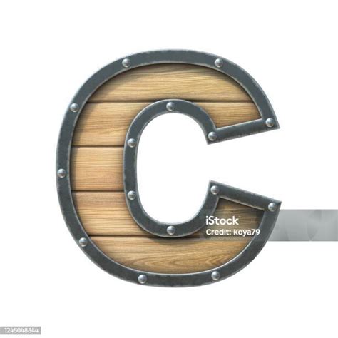 금속 프레임과 리벳나무 보드로 만든 글꼴 3d 렌더링 편지 C 알파벳 C에 대한 스톡 사진 및 기타 이미지 알파벳 C 3