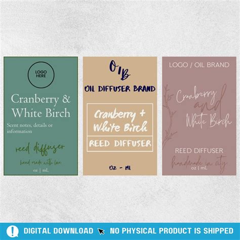 Editable Scented Oil Diffuser Label Template Custom Fragrance Oil