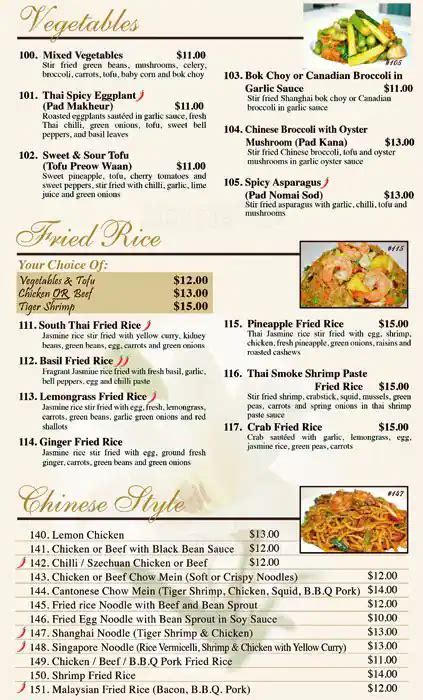 Menu At Lily Thai Cuisine Restaurant Halton Hills