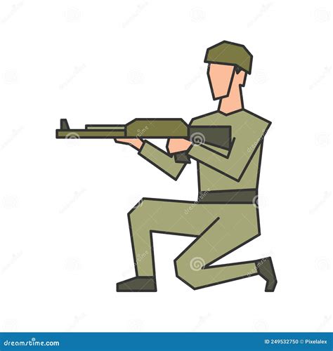 Soldier Is On His Knees With A Weapon Stock Vector Illustration Of