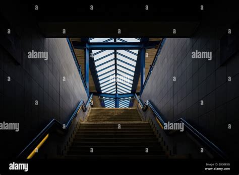 Public Staircase At Station Or Mall For Exit Entrance Emergency Stair Inside The Metro