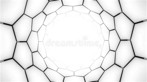 Nanotube Structure Animation Design Hexagonal Endless Tunnel Stock