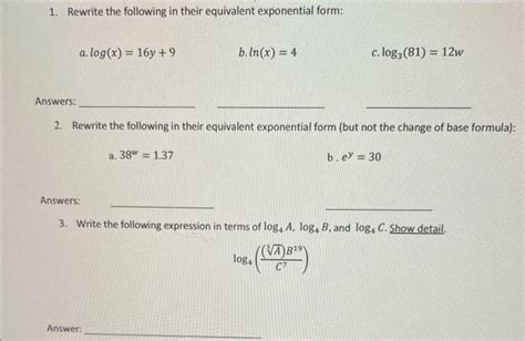 solved 1 rewrite the following in their equivalent