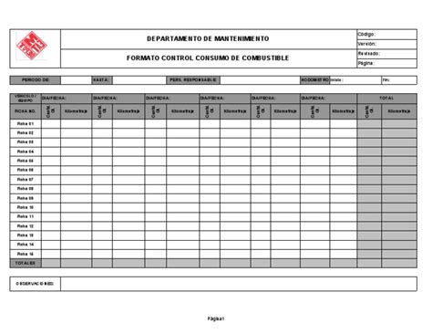 Formato Control De Combustible Pdf