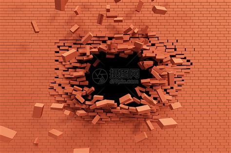 打破砖墙 高分辨率三维渲染高清图片下载 正版图片300707084 摄图网