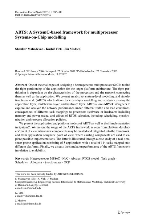 Pdf Arts A Systemc Based Framework For Multiprocessor Systems On