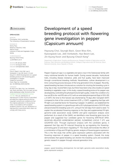 Pdf Development Of A Speed Breeding Protocol With Flowering Gene