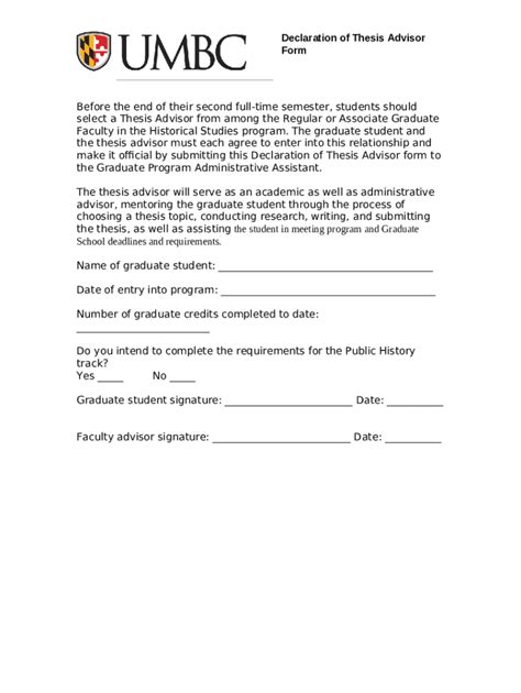 Declaration Of Thesis Advisor Doc Template Pdffiller