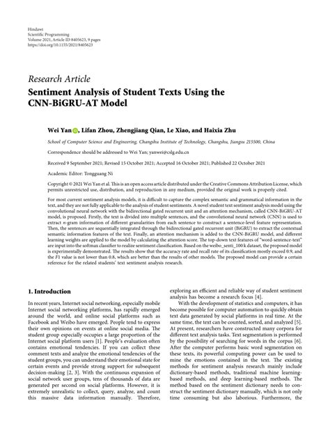 Pdf Sentiment Analysis Of Student Texts Using The Cnn Bigru At Model