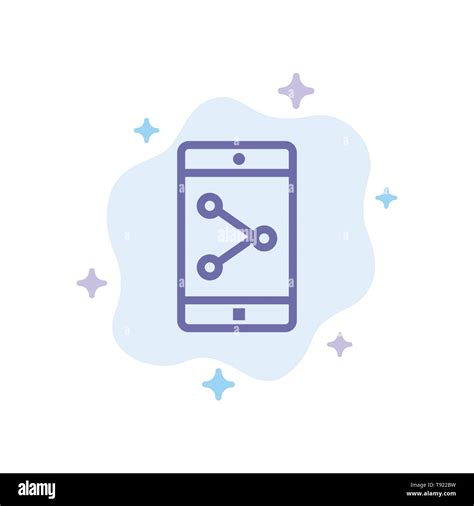 App Share Mobile Mobile Application Blue Icon On Abstract Cloud Background Stock Vector Image