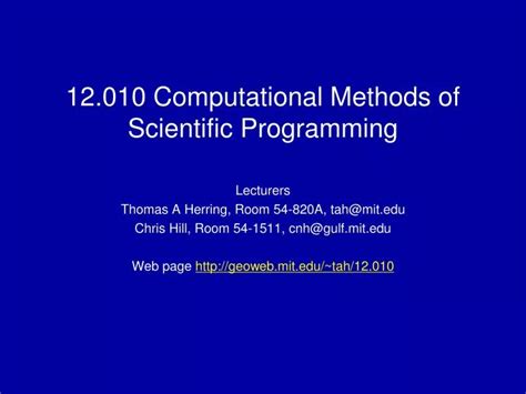 Ppt 12010 Computational Methods Of Scientific Programming Powerpoint