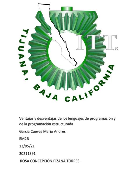 Ventajas Y Desventajas De Los Lenguajes De Programación Investigacion 2 Programacion Pdf