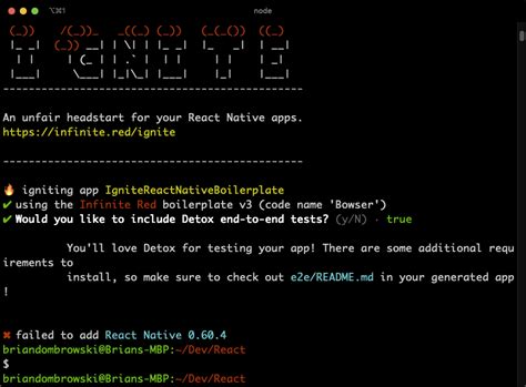 Cli Install Fails With Failed To Add React Native 0604 · Issue 250 · Infiniteredignite