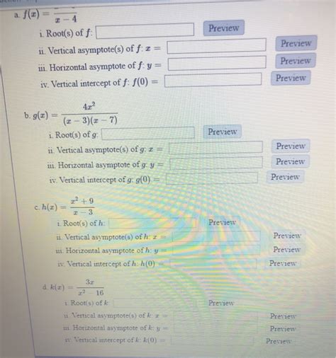 Solved For Each Of The Rational Functions Given Below Chegg Com