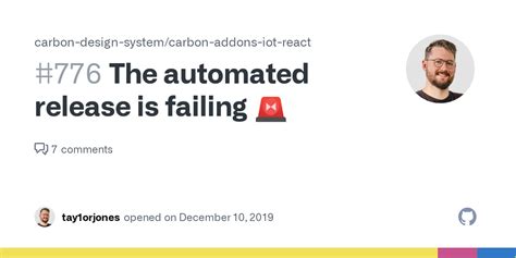 The Automated Release Is Failing Issue Carbon Design System Carbon Addons Iot React
