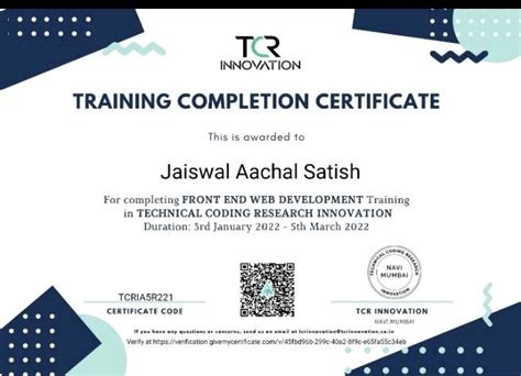 Aachal Jaiswal On Linkedin Givemycertificate Certificate