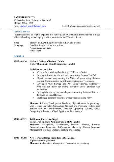 Ramesh Sapkota Cv Pdf