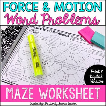 Physics Word Problem Review Maze Print Digital For Distance Learning