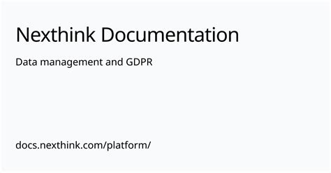 Data Management Nexthink Documentation