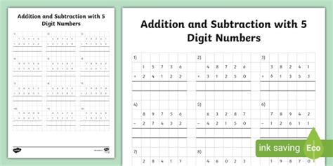 5 Digit Addition And Subtraction Worksheet Teacher Made Worksheets Library