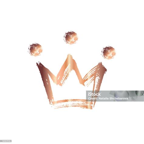 황금 손 그려진 고립 된 왕관 트렌디 한 그런 지 브러쉬와 연필 질감 추적 흰색 배경에 의해 만들어진 실루엣 벡터 그림입니다 0명에 대한 스톡 벡터 아트 및 기타 이미지