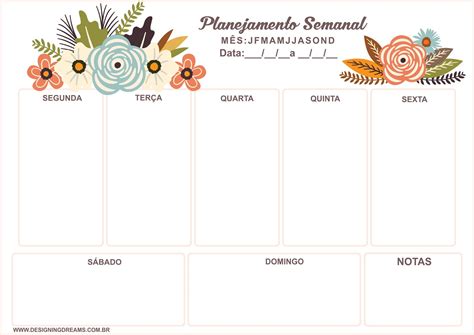 Planner Semanal 6 Modelos Grátis Para Imprimir Quase Mineira