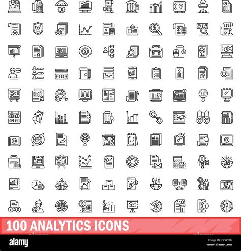 100 Analytics Icons Set Outline Illustration Of 100 Analytics Icons Vector Set Isolated On