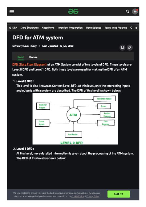 DFD For ATM System Geeksfor Geeks Read Discuss DFD Data Flow