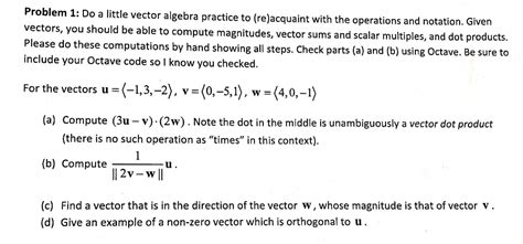 Solved Problem Do A Babe Vector Algebra Practice Chegg Com
