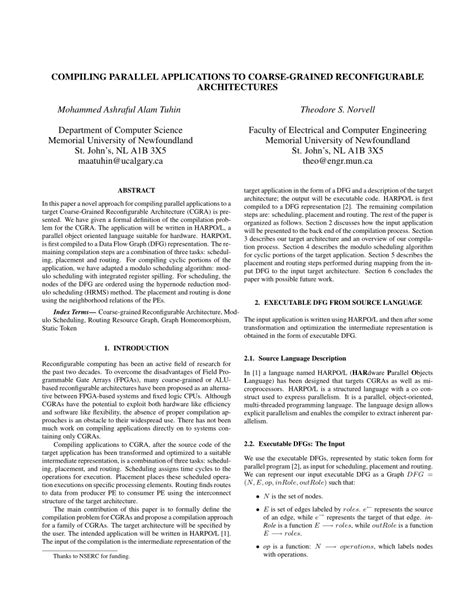 Pdf Compiling Parallel Applications To Coarse Grained Reconfigurable