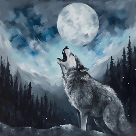 Wolf Howling At The Moon Digital Art By Frida Bradshaw Fine Art America