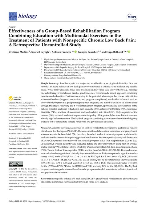 Pdf Effectiveness Of A Group Based Rehabilitation Program Combining Education With Multimodal