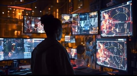 Premium Ai Image A Data Analyst Conducting A Data Mining Operation On A Network Of Computers